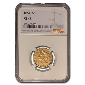 Buy 1854 $5 Liberty Gold Half Eagle XF-45 NGC | APMEX