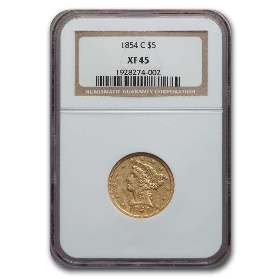 Buy 1854-C $5 Liberty Gold Half Eagle XF-45 NGC | APMEX