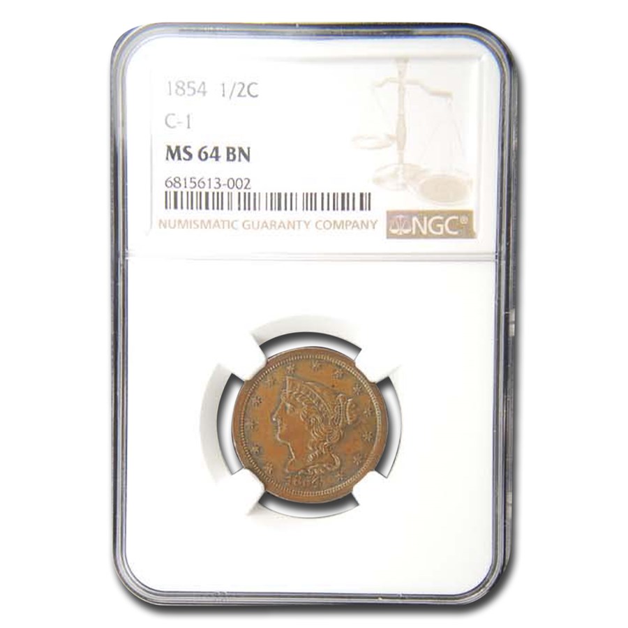 Buy 1854 Half Cent MS-64 NGC (Brown) | APMEX