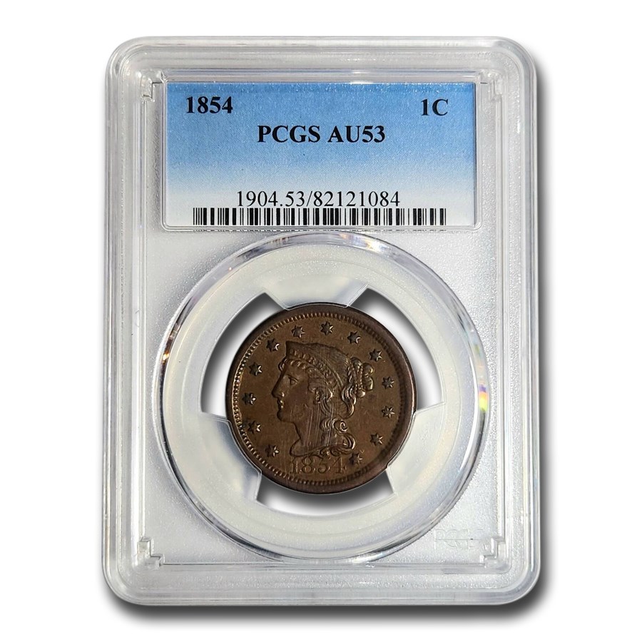 1854 Large Cent AU-53 PCGS (Brown)