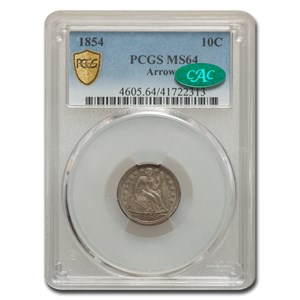 Buy 1854 Liberty Seated Dime MS-64 PCGS CAC (Arrows) | APMEX