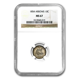 Buy 1854 Liberty Seated Dime w/Arrows MS-67 NGC | APMEX