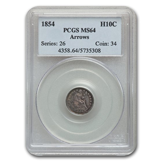 Buy 1854 Liberty Seated Half Dime MS-64 PCGS (Arrows) | APMEX