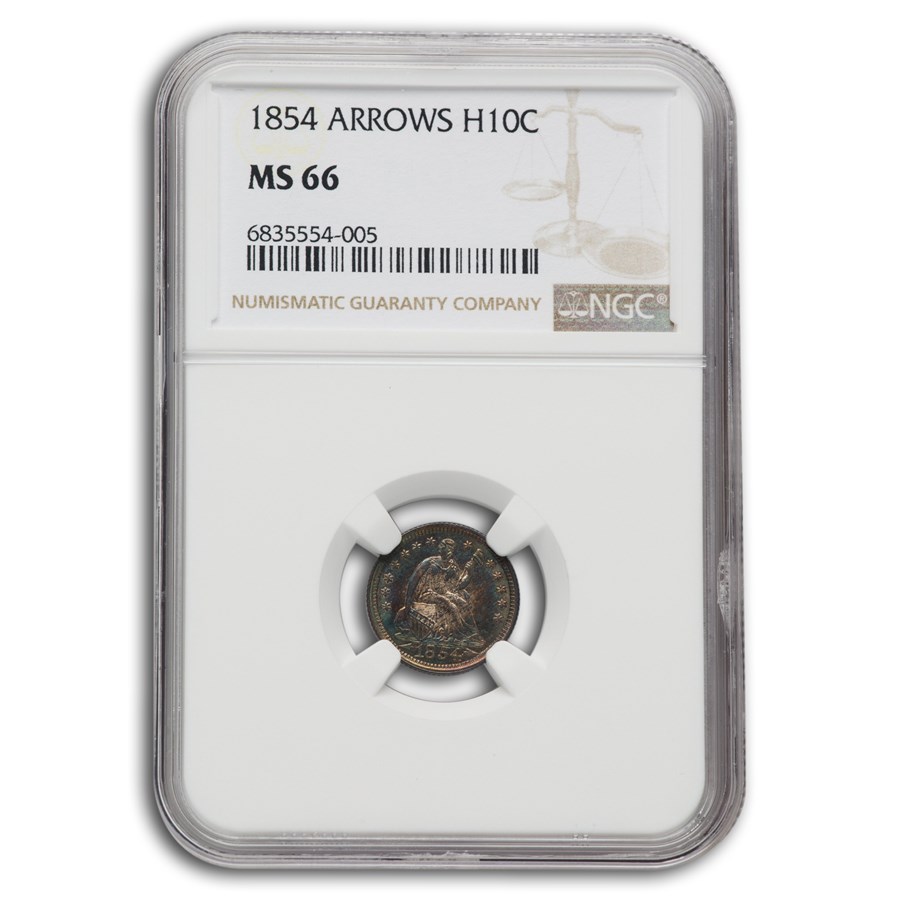 Buy 1854 Liberty Seated Half Dime MS-66 NGC (Arrows) | APMEX