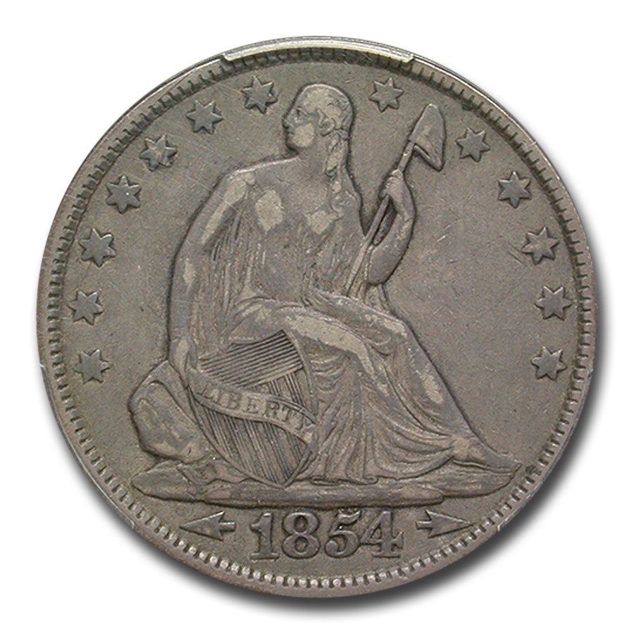 Buy 1854 Liberty Seated Half Dollar VF-25 PCGS | APMEX