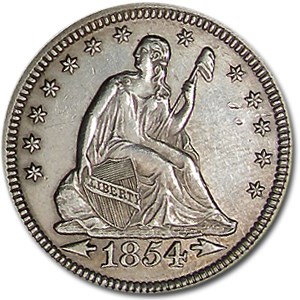 Buy 1854 Liberty Seated Quarter AU Details (Cleaned) | APMEX