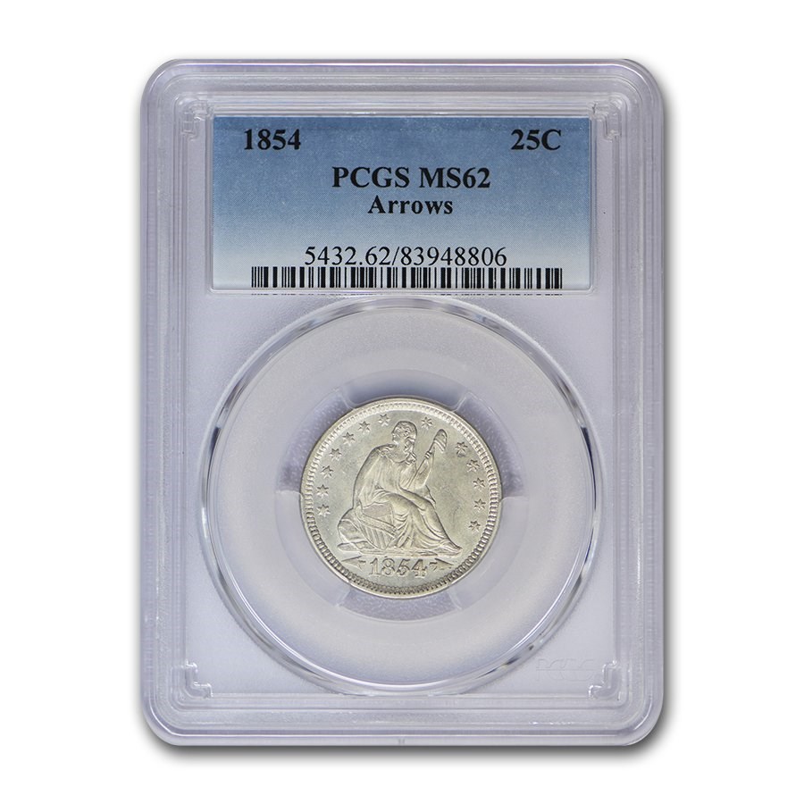 Buy 1854 Liberty Seated Quarter MS-62 PCGS (Arrows) | APMEX