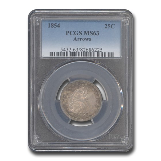 Buy 1854 Liberty Seated Quarter MS-63 PCGS (Arrows) | APMEX