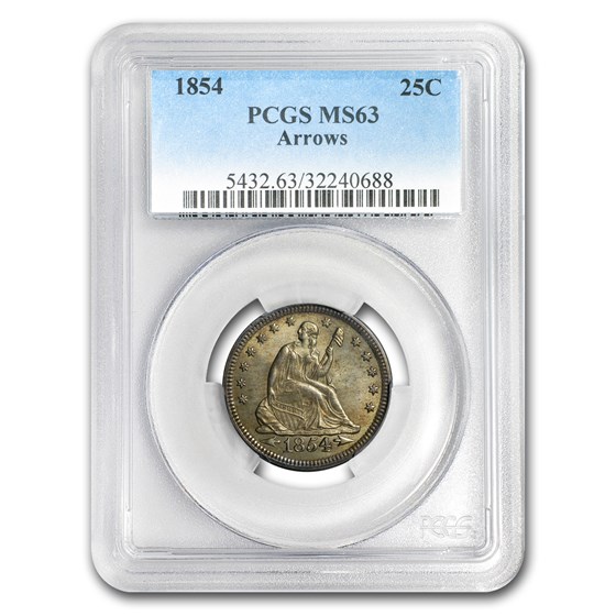 Buy 1854 Liberty Seated Quarter MS-63 PCGS (Arrows) | APMEX