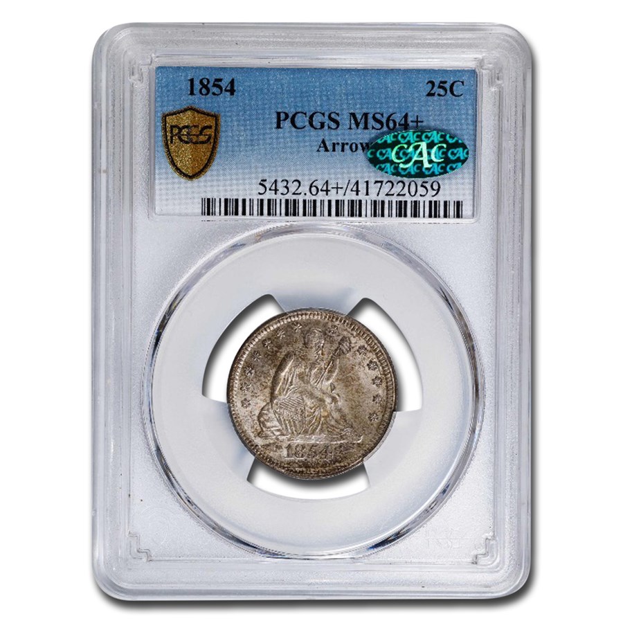 Buy 1854 Liberty Seated Quarter MS-64+ PCGS CAC (Arrows) | APMEX