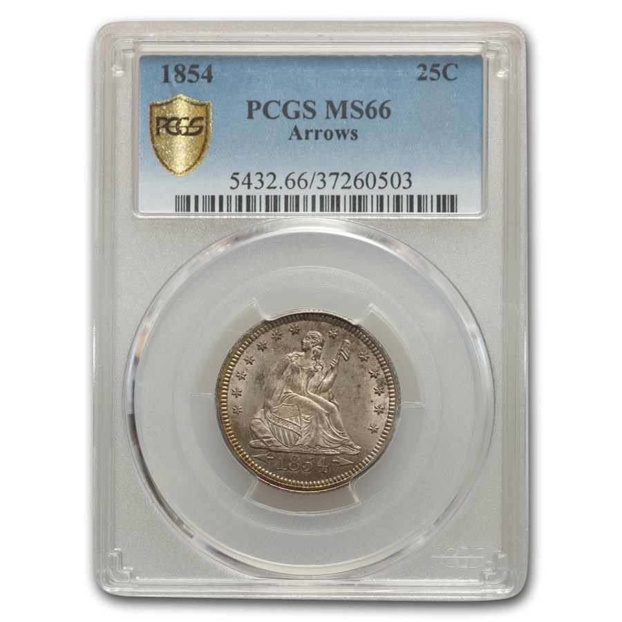 Buy 1854 Liberty Seated Quarter MS-66 PCGS (Arrows) | APMEX