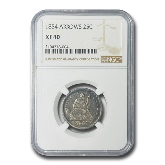 1854 Liberty Seated Quarter XF-40 NGC (Arrows)