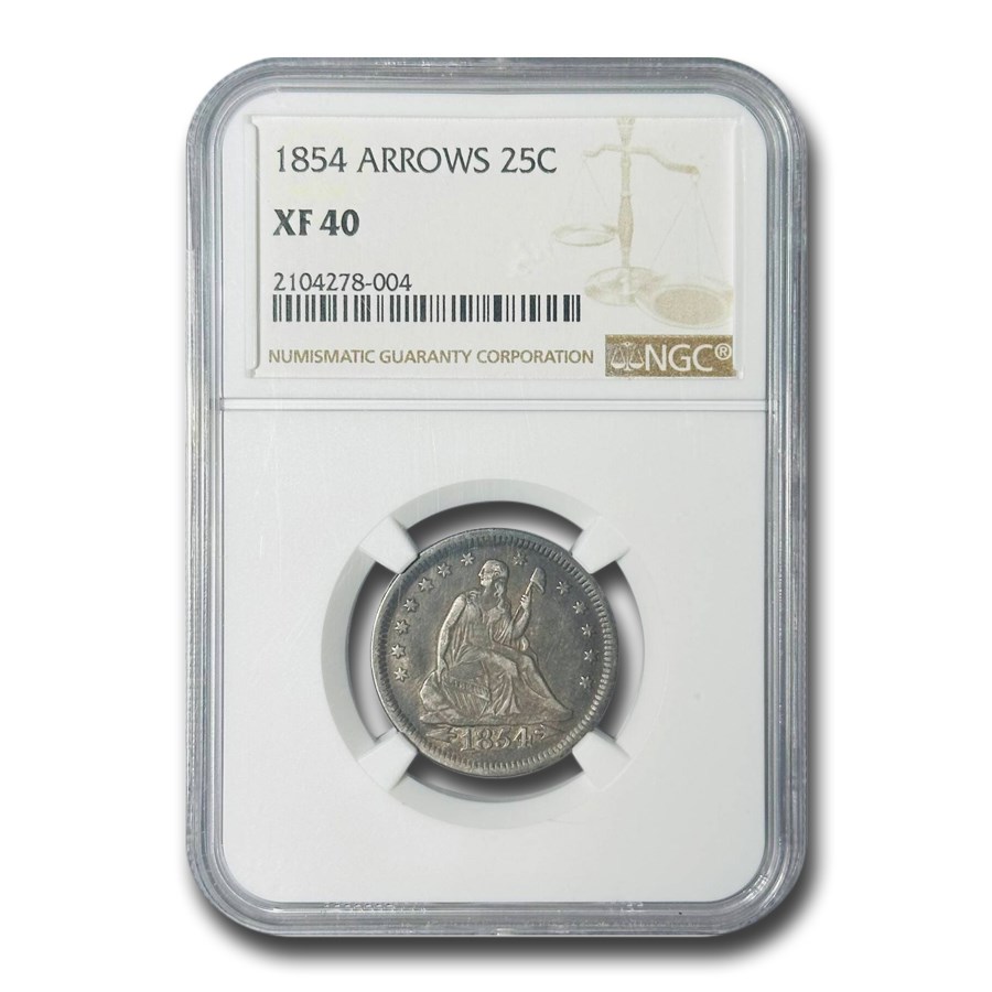1854 Liberty Seated Quarter XF-40 NGC (Arrows)