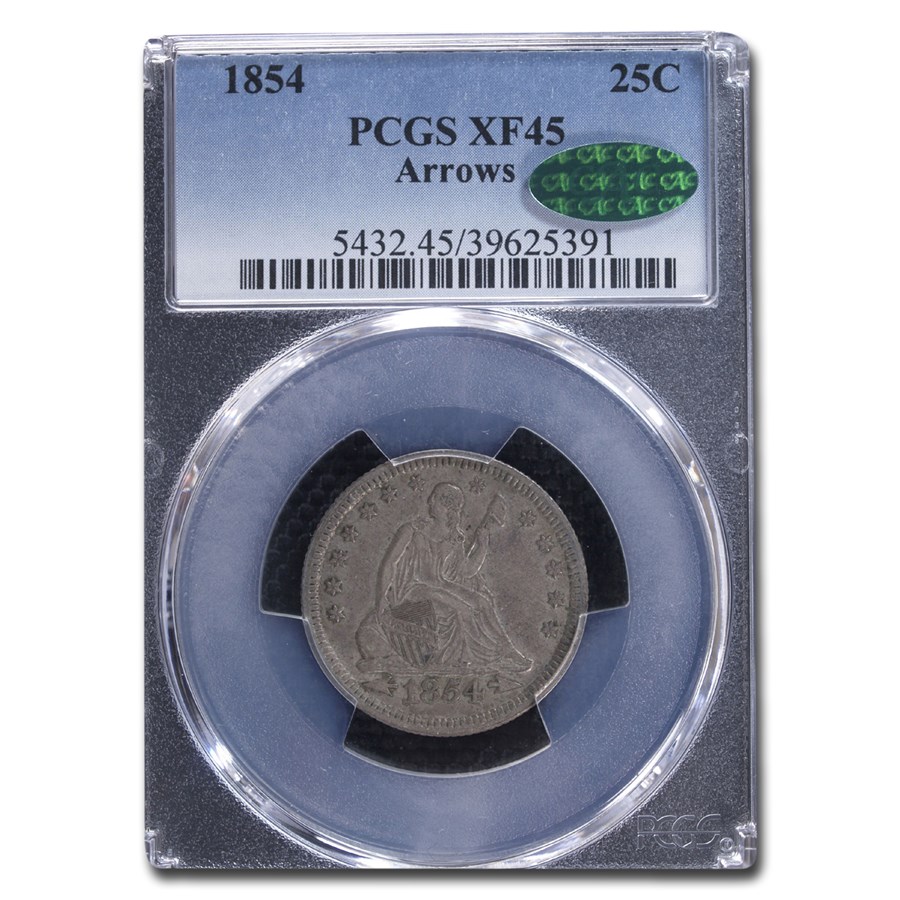 Buy 1854 Liberty Seated Quarter XF-45 PCGS CAC (Arrows) | APMEX