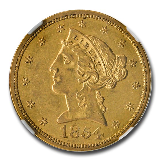 Buy 1854-O $5 Liberty Gold Half Eagle AU-55 NGC | APMEX