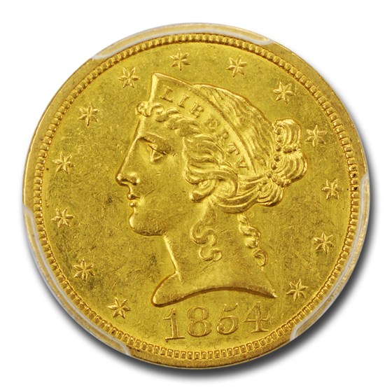 Buy 1854-O $5 Liberty Gold Half Eagle AU-58 PCGS CAC | APMEX