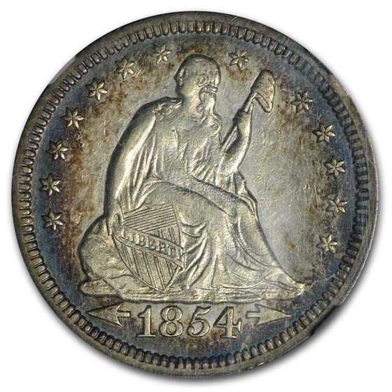 Buy 1854-O Liberty Seated Quarter AU-53 NGC | APMEX