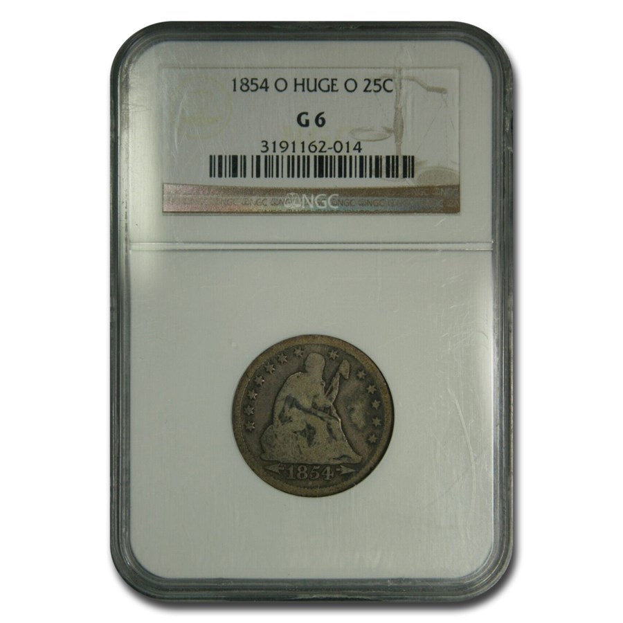 Buy 1854-O Liberty Seated Quarter Good-6 NGC (Huge O) | APMEX