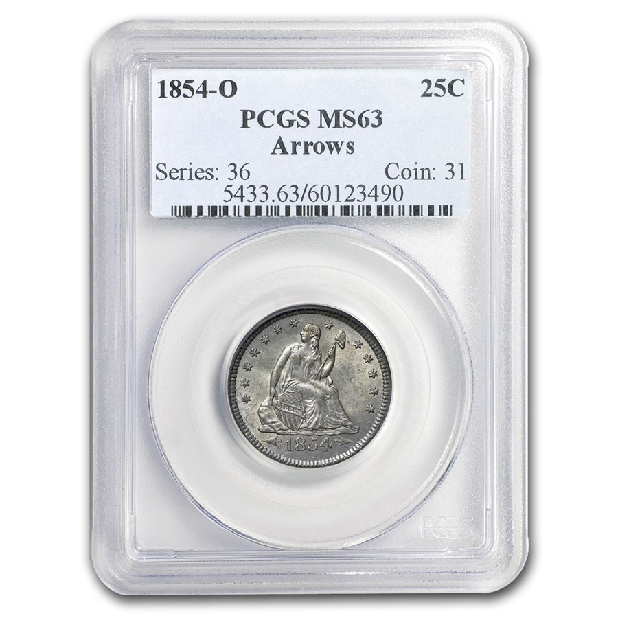 Buy 1854-O Liberty Seated Quarter MS-63 PCGS (Arrows) | APMEX
