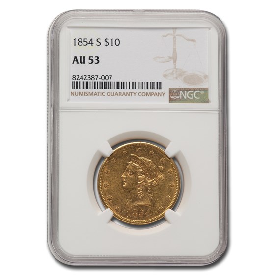 Buy 1854-S $10 Liberty Gold Eagle AU-53 NGC | APMEX
