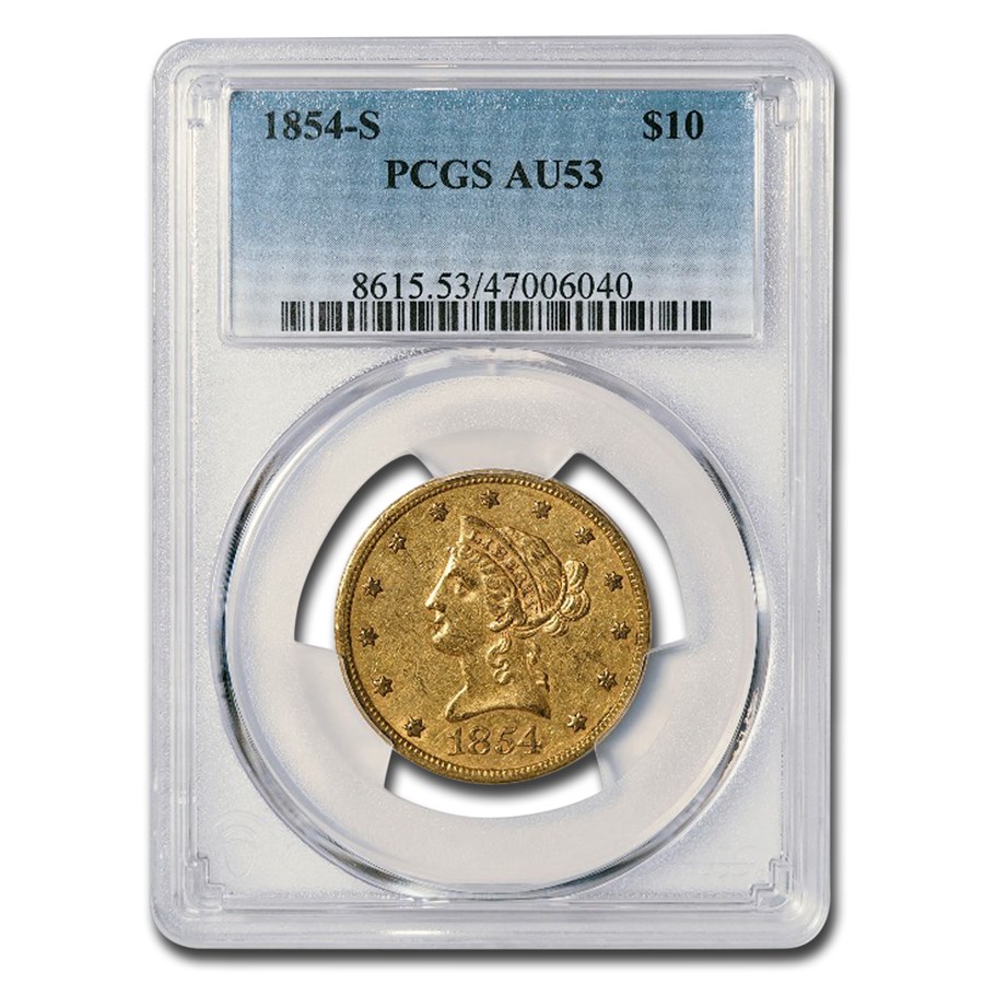 Buy 1854-S $10 Liberty Gold Eagle AU-53 PCGS | APMEX