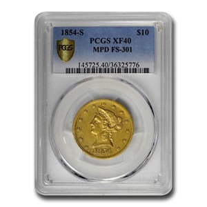 Buy 1854-S $10 Liberty Gold Eagle XF-40 PCGS (MPD FS-301) | APMEX
