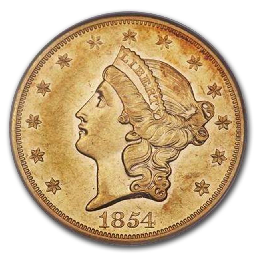 Buy 1854-S $20 Liberty Dble Eagle AU-53 PCGS CAC (SS Central America) | APMEX