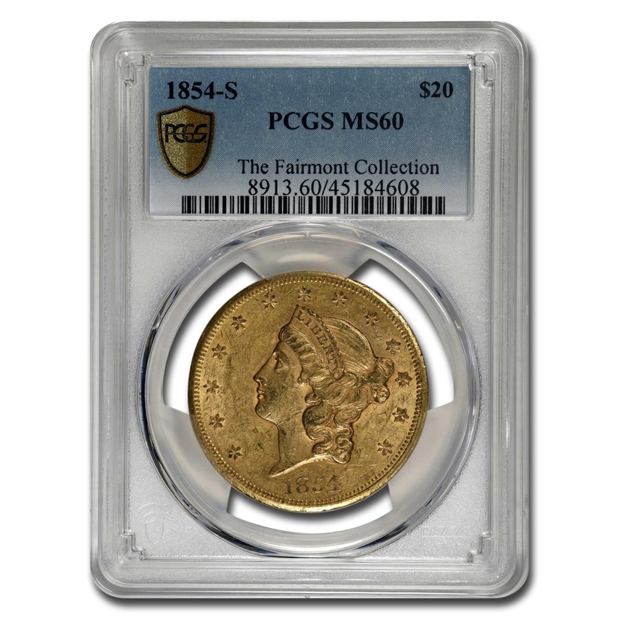 Buy 1854-S $20 Liberty Gold Double Eagle MS-60 PCGS | APMEX