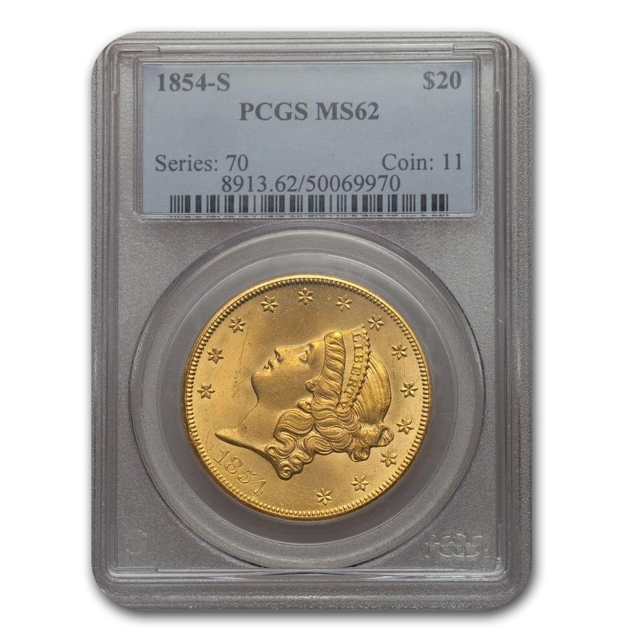 Buy 1854-S $20 Liberty Gold Double Eagle MS-62 PCGS | APMEX