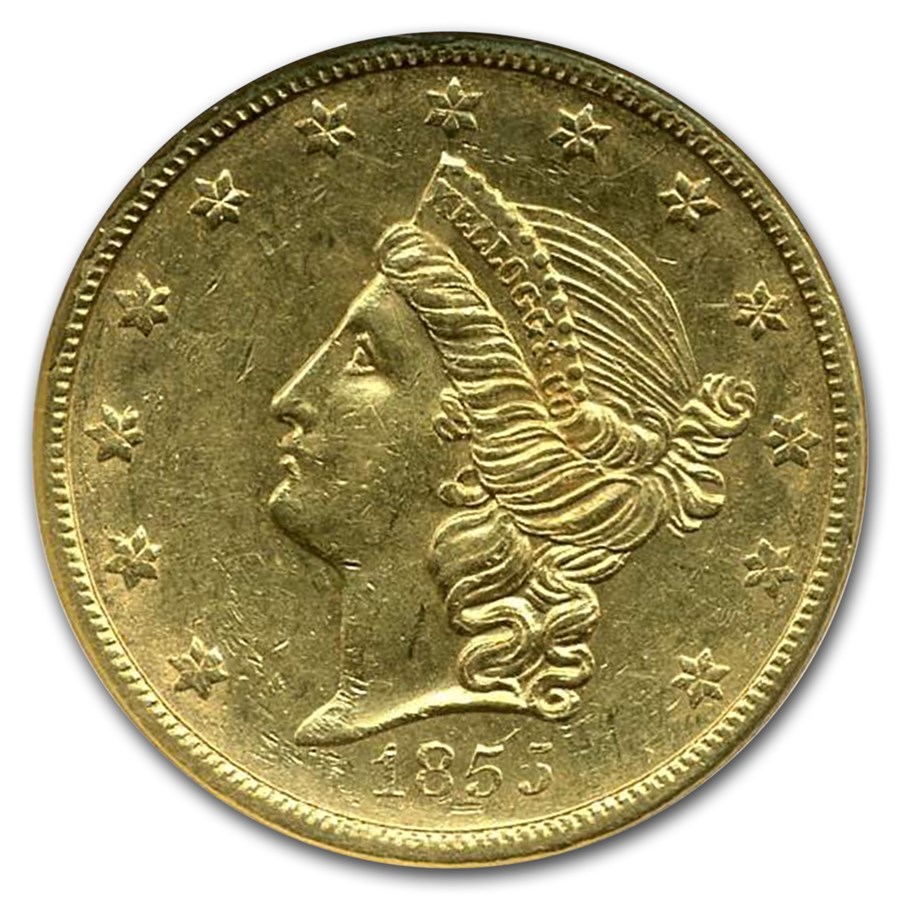 Buy 1855 $20 Kellogg Gold California Gold Rush MS-60 NGC | APMEX