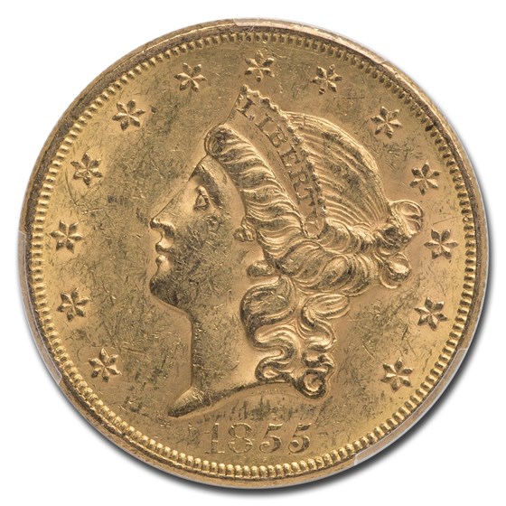 Buy 1855 $20 Liberty Gold Double Eagle MS-61 PCGS | APMEX