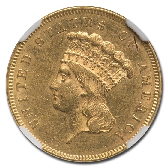 Buy 1855 $3 Gold Princess AU-55 NGC | APMEX