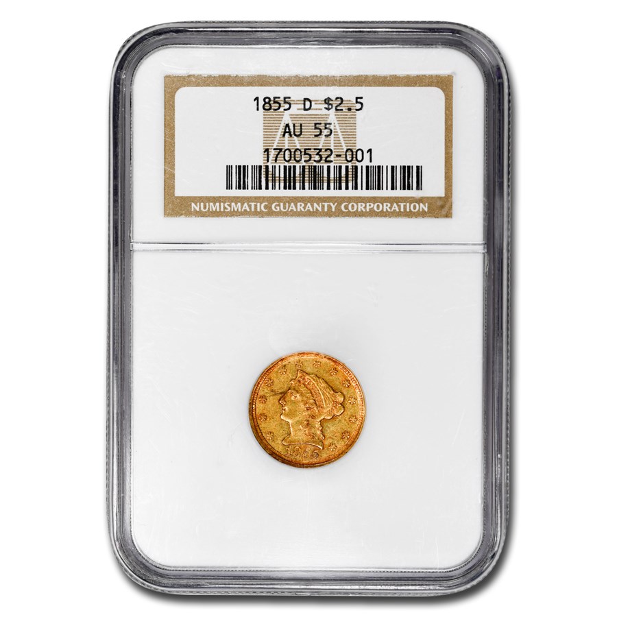 Buy 1855-D $2.50 Liberty Gold Quarter Eagle AU-55 NGC | APMEX