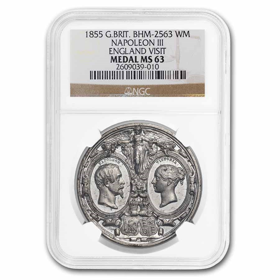 Buy 1855 France White Metal Medal Vist to England MS-63 NGC | APMEX
