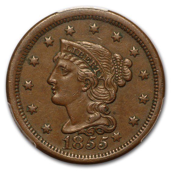 Buy 1855 Large Cent Knob on Ear AU-55 PCGS | APMEX