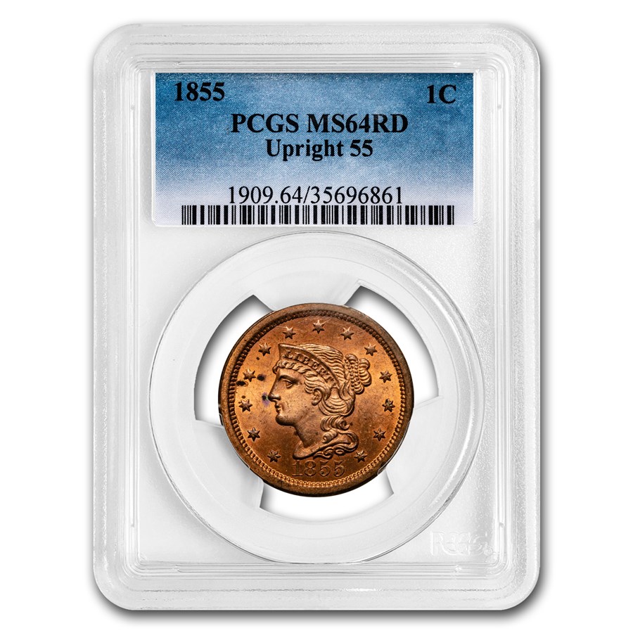 Buy 1855 Large Cent MS-64 PCGS (Red, Upright 55) | APMEX