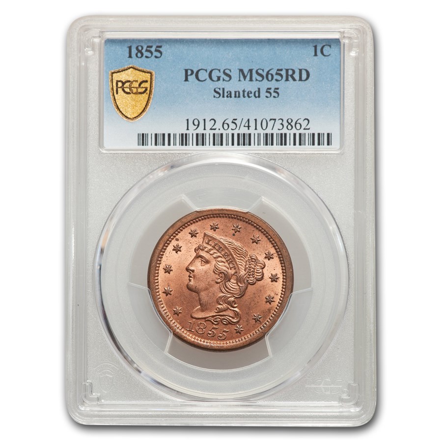 Buy 1855 Large Cent MS-65 PCGS (Red, Slanted 55) | APMEX