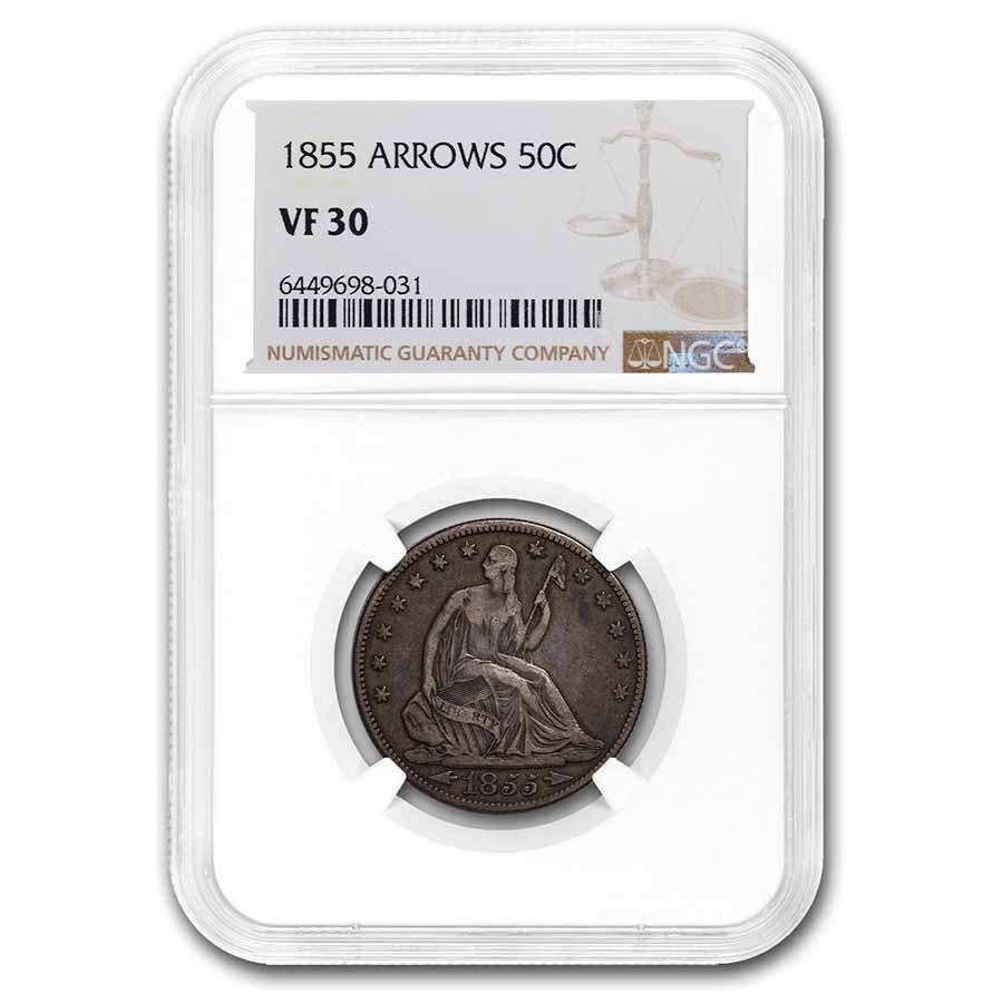 Buy 1855 Liberty Seated Half Dollar VF-30 NGC (Arrows) | APMEX