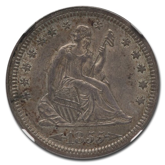 Buy 1855 Liberty Seated Quarter AU-58 NGC | APMEX