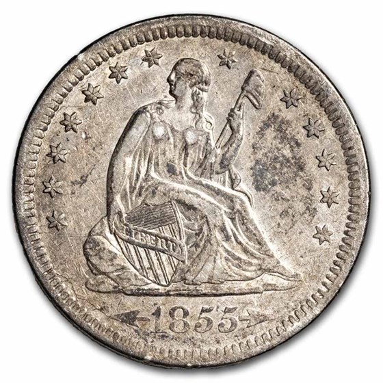 1855 Liberty Seated Quarter AU
