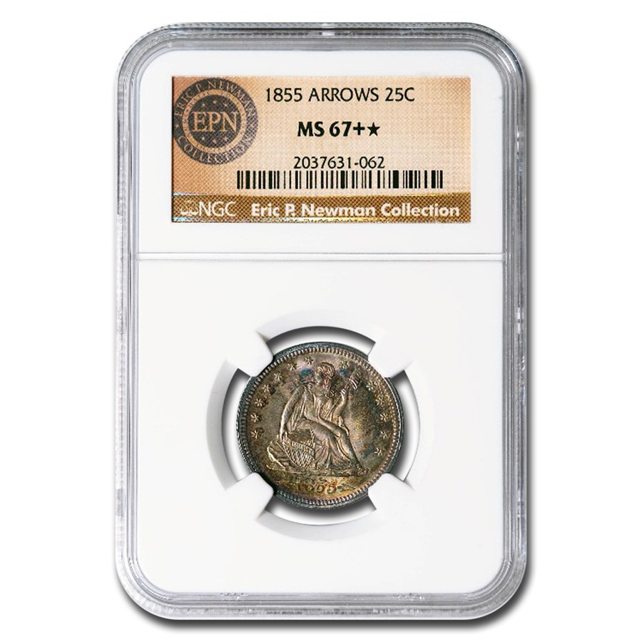 Buy 1855 Liberty Seated Quarter Arrows MS-67+* NGC | APMEX