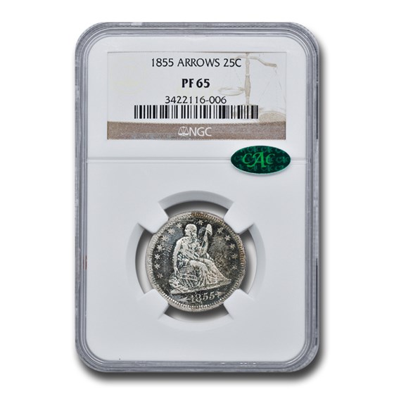 Buy 1855 Liberty Seated Quarter PF-65 NGC CAC (Arrows) | APMEX