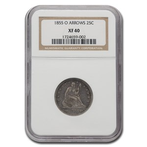 1855-O Liberty Seated Quarter XF-40 NGC (Arrows)