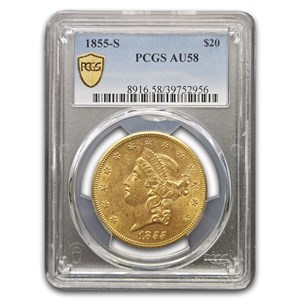 Buy 1855-S $20 Liberty Gold Double Eagle AU-58 PCGS | APMEX