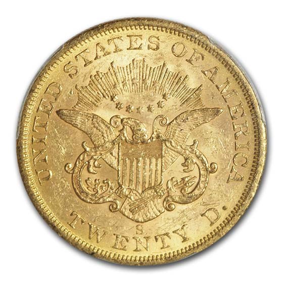 Buy 1855-S $20 Liberty Gold Double Eagle MS-60 PCGS | APMEX