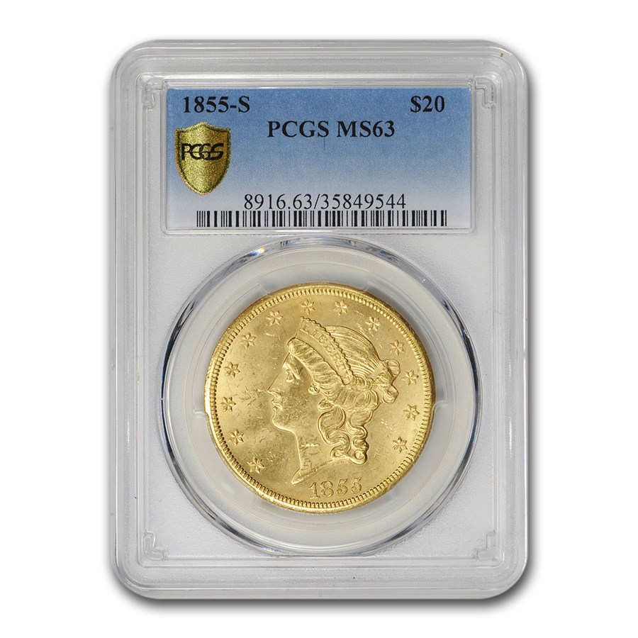 Buy 1855-S $20 Liberty Gold Double Eagle MS-63 PCGS | APMEX