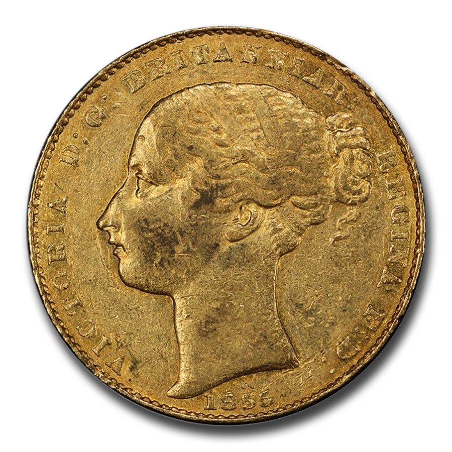 Buy 1855-Sydney Australia Gold Sovereign Victoria AU-50 PCGS | APMEX
