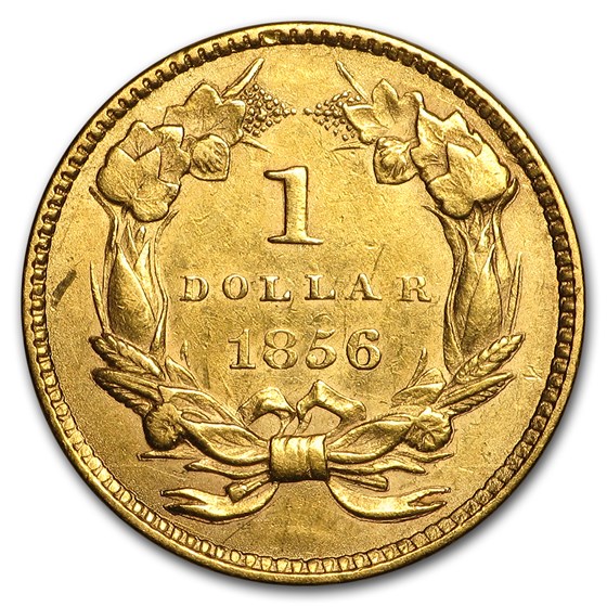 Buy 1856 $1 Indian Head Gold Dollar Type 3 Slanted 5 AU | APMEX