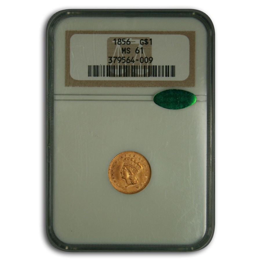 Buy 1856 $1 Indian Head Gold MS-61 CAC Upright 5 | APMEX