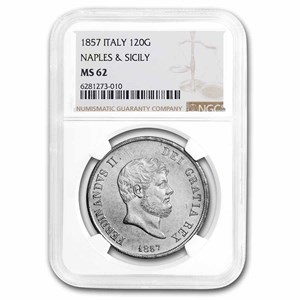 Buy 1856 Italian States Naples & Sicily Silver 120 Grana MS-62 NGC | APMEX